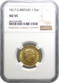George III 1817 Sovereign, first year of issue NGC AU55 | European Coins