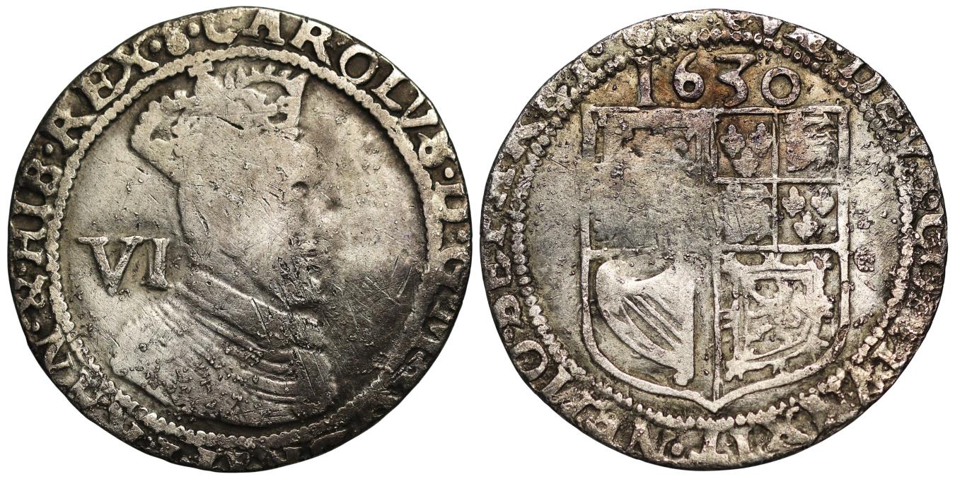 Scotland, Charles I 1630 Six Shillings mm. thistle, extremely rare date
