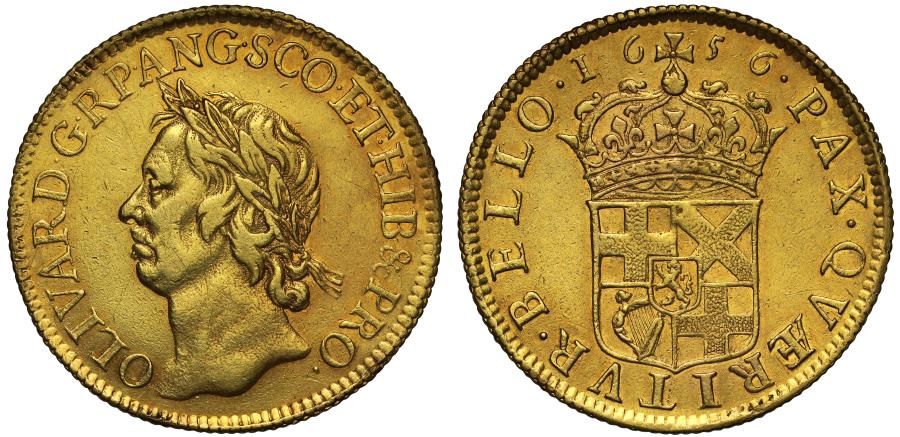 Oliver Cromwell 1656 gold Broad | European Coins