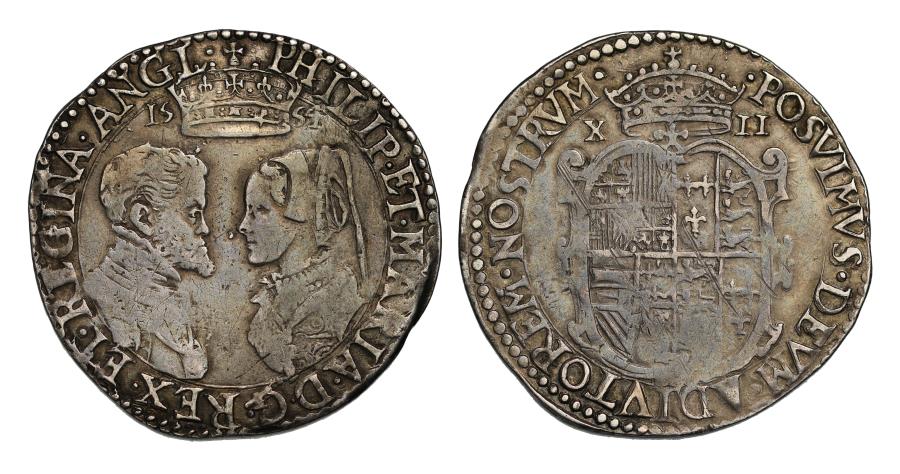 Phillip and Mary 1554 Shilling with English title only | European Coins