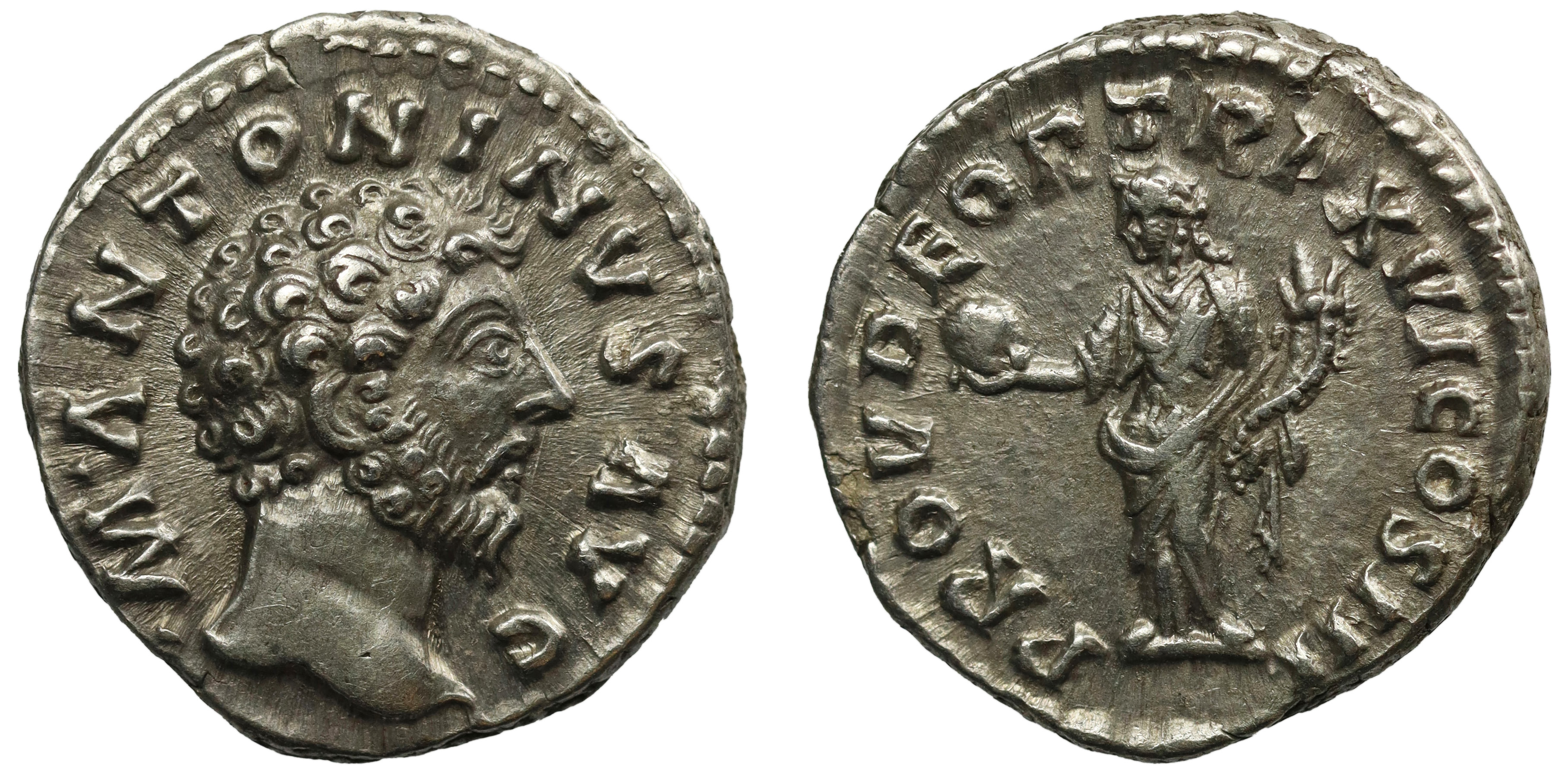 Marcus Aurelius, Silver Denarius, Providentia. | Roman Imperial Coins