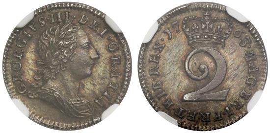George III 1763 silver proof Twopence, upright die axis NGC PF63 finest ...