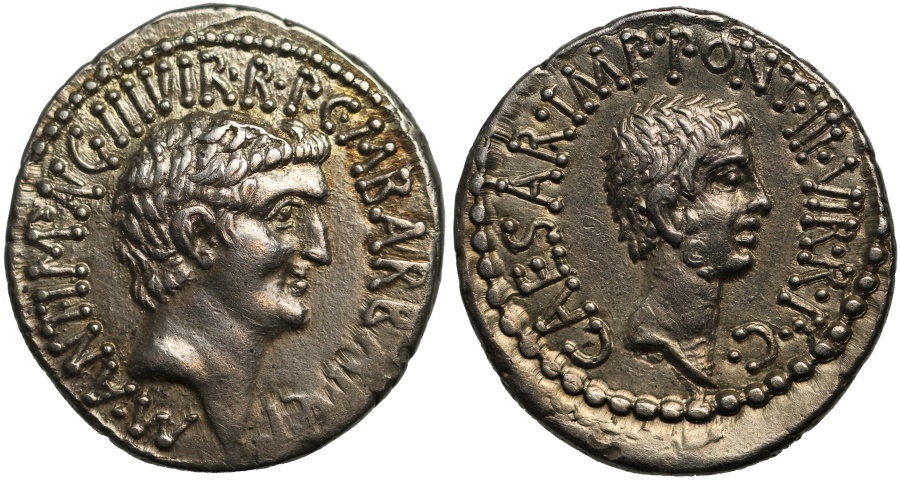 Mark Antony and Octavian, Silver Denarius | Roman Imperatorial Coins