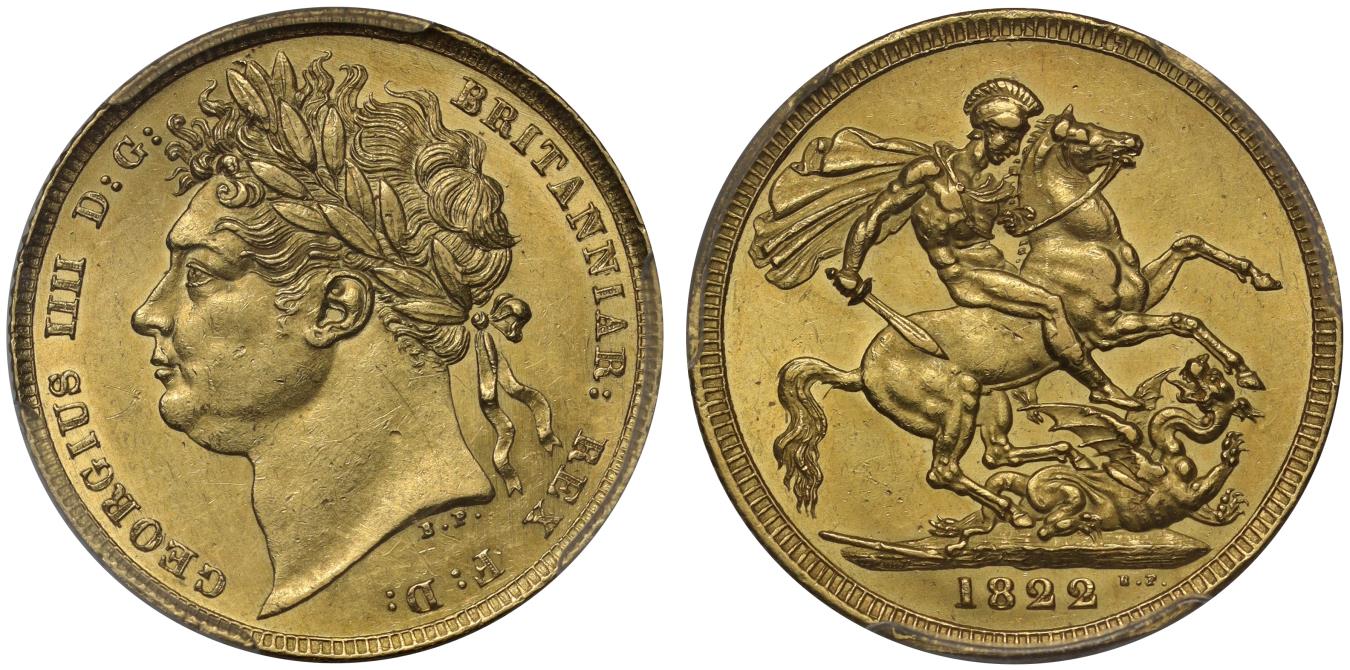 George IV 1822 Sovereign laureate head MS61 | European Coins