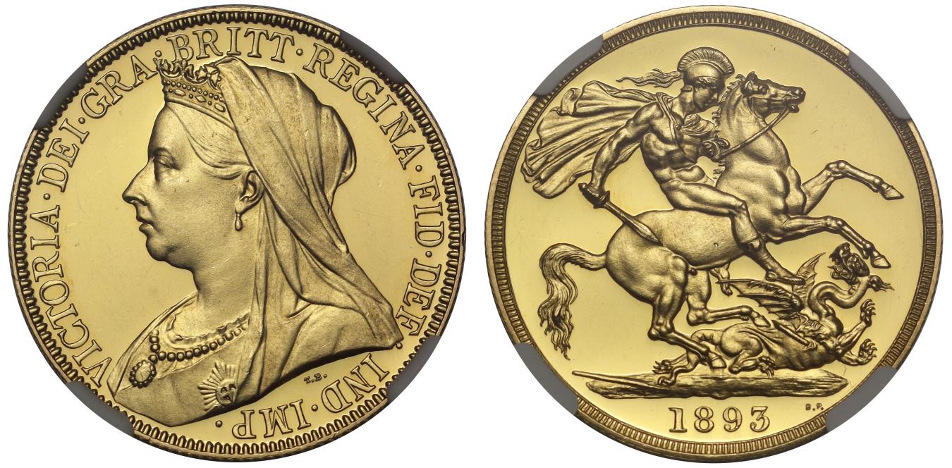Victoria 1893 proof Two-Pounds NGC PF62 Cameo | European Coins