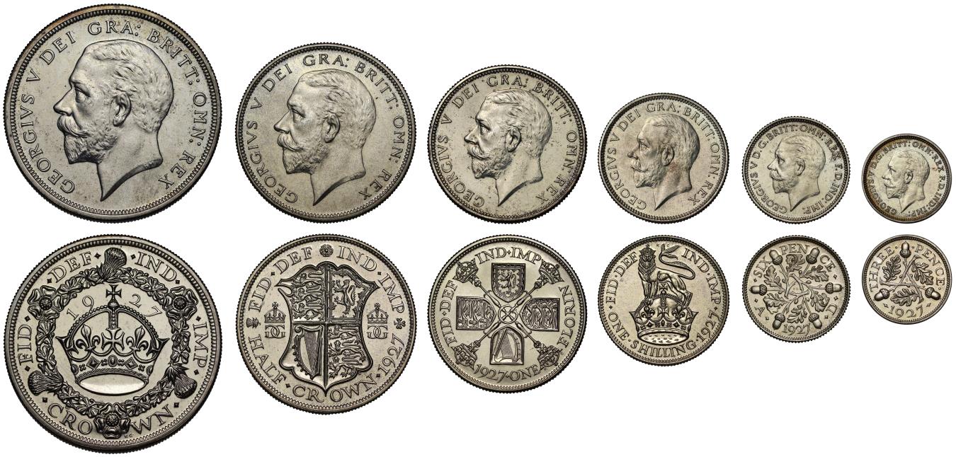 George V 1927 6-coin silver proof Set with red card case | European Coins