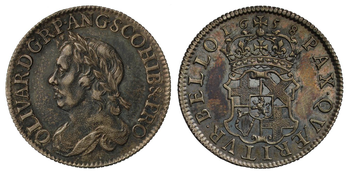 Oliver Cromwell 1658 Shilling AU50 | European Coins