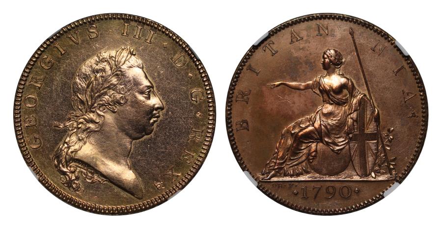 George III 1790 brown gilt pattern Halfpenny PROOF DETAILS | European Coins