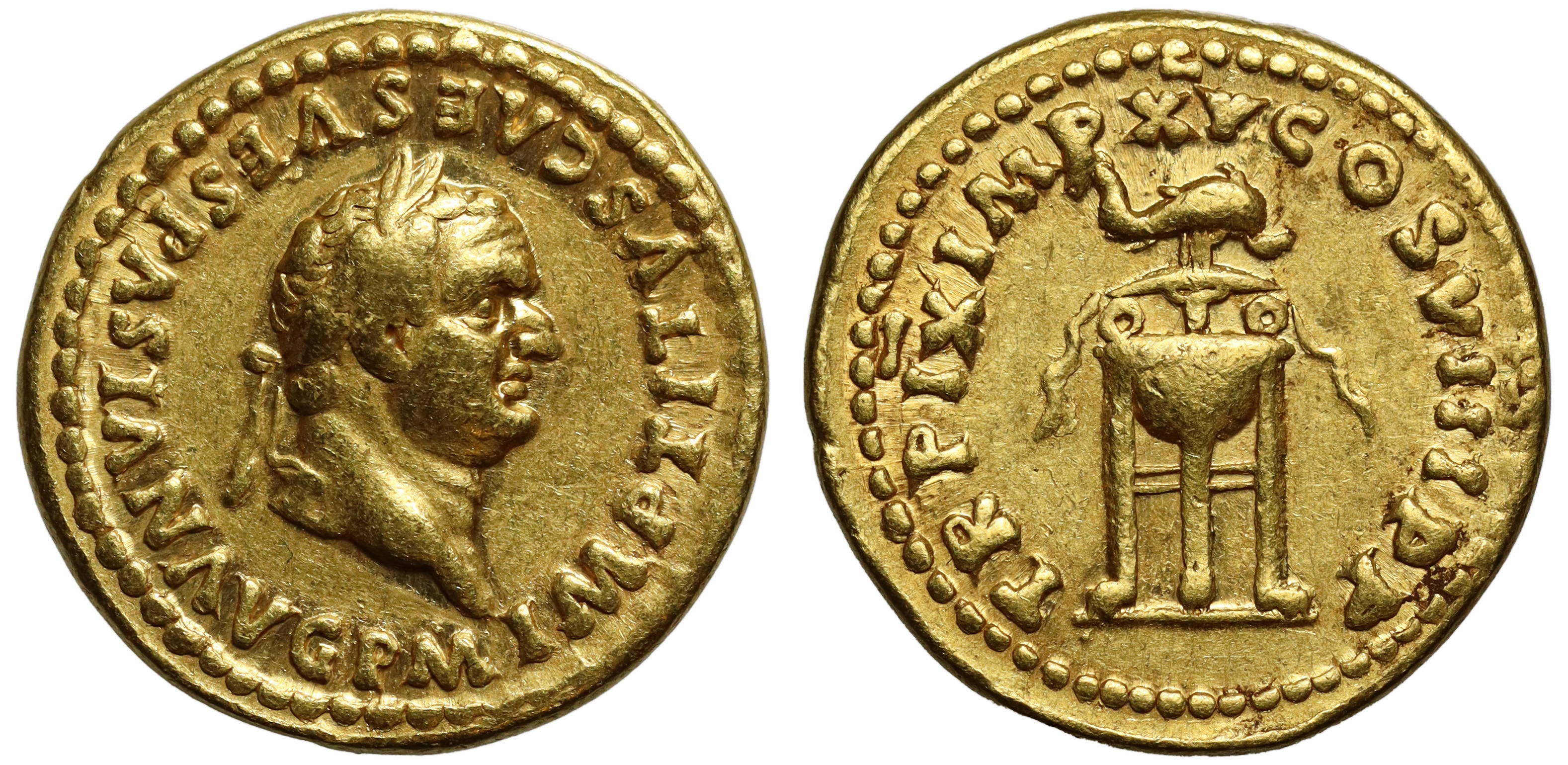 Titus, Gold Aureus, Rome, AD 80. | Roman Imperial Coins