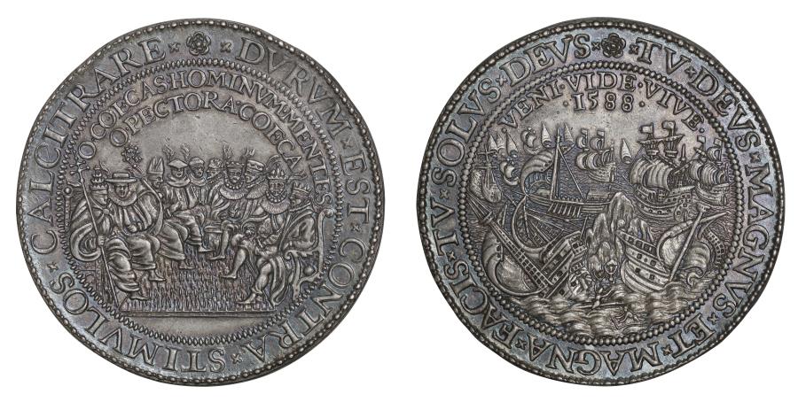 Defeat of the Spanish Armada, 1588, silver medal | Tokens & Medals