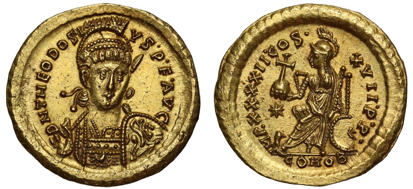 Theodosius II, Gold Solidus. | Byzantine Coins