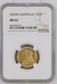 Victoria 1899-M Sovereign, old head NGC MS62 | European Coins