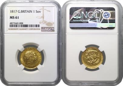 George III 1817 Sovereign, first year of issue MS61 | European Coins