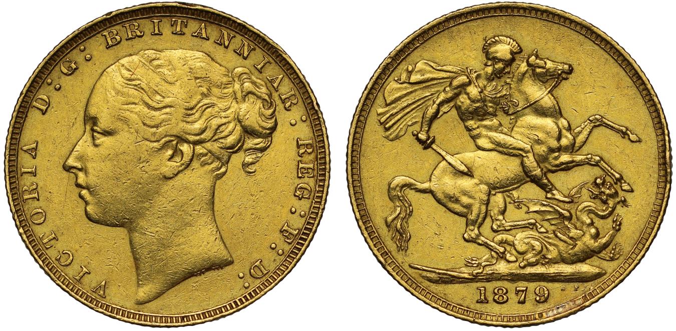 Victoria 1879 Sovereign London Mint St George reverse R4 | European Coins