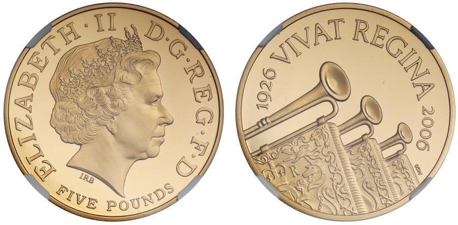 Elizabeth II 2006 Five-Pounds - Queen's 80th Birthday - PF69 ULTRA CAMEO