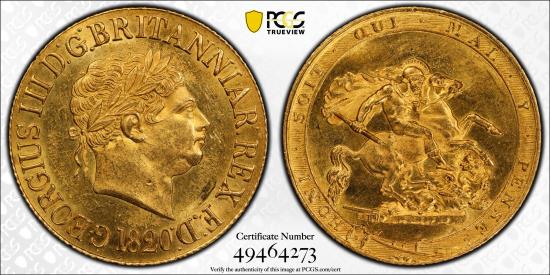 George III 1820 Sovereign closed 2, PCGS MS62 | European Coins