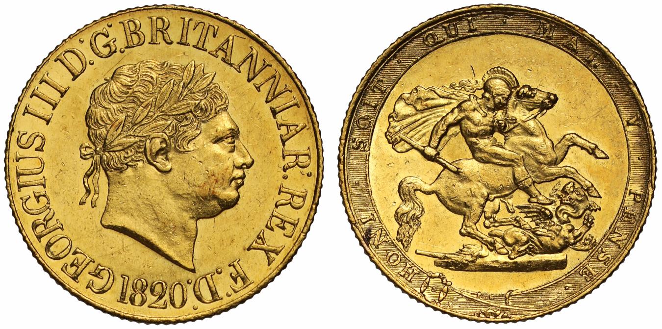 George III 1820 Sovereign closed 2, NGC MS61 | European Coins