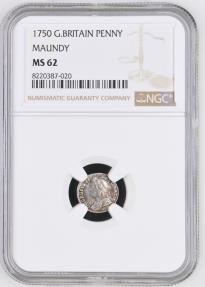 George II 1750 silver Penny, young head, NGC MS62 | European Coins
