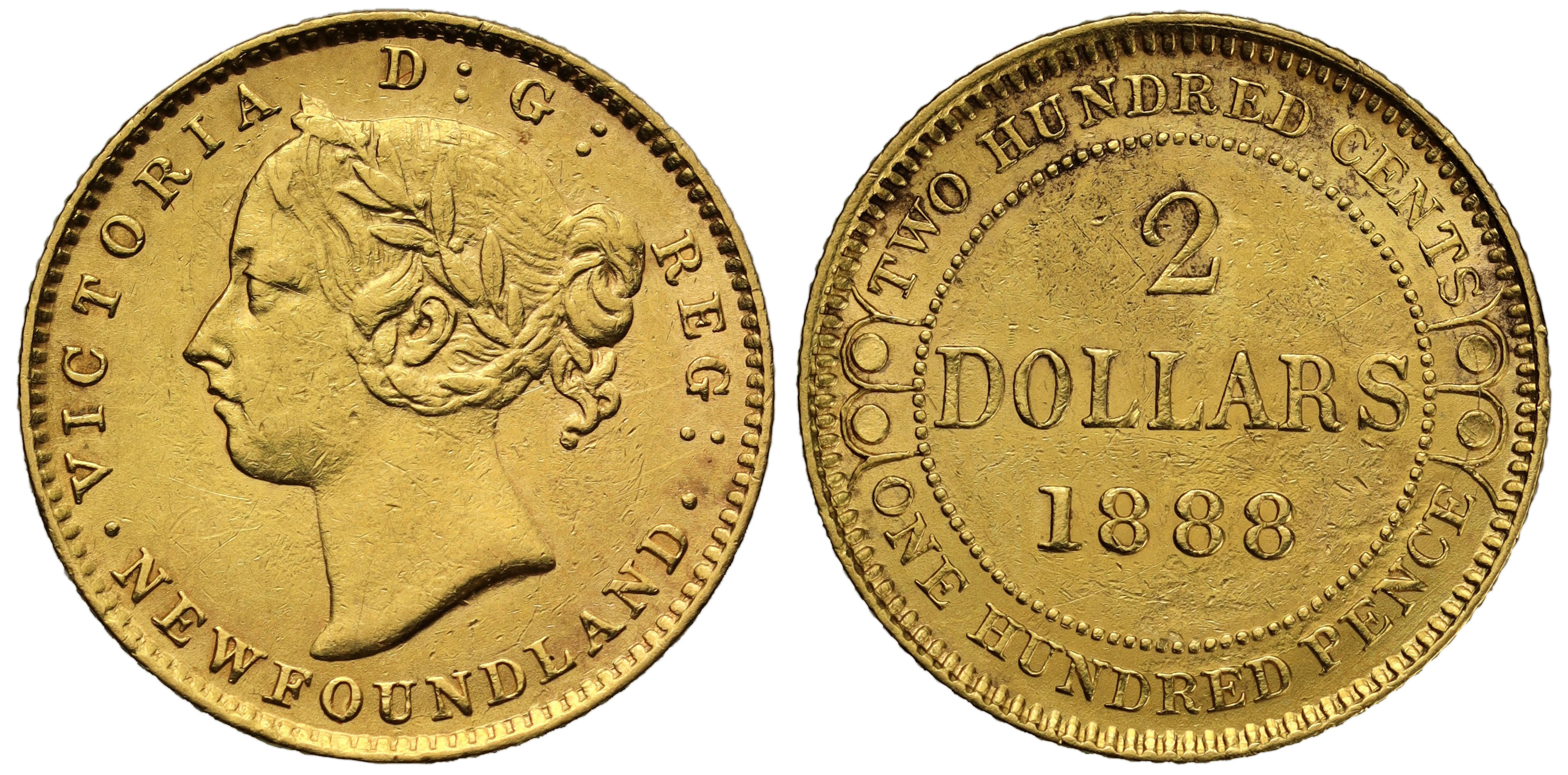 NGC AU Details | Newfoundland, Gold Two Dollars, 1888 | North & Central ...