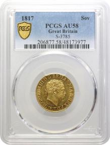 George III 1817 Sovereign, first year issued, PCGS AU58 | European Coins