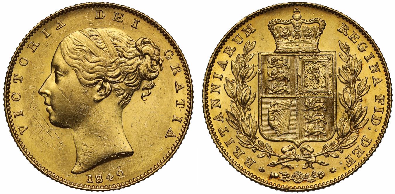 Victoria 1842 Sovereign closed 2, first young head, NGC MS63 | European ...