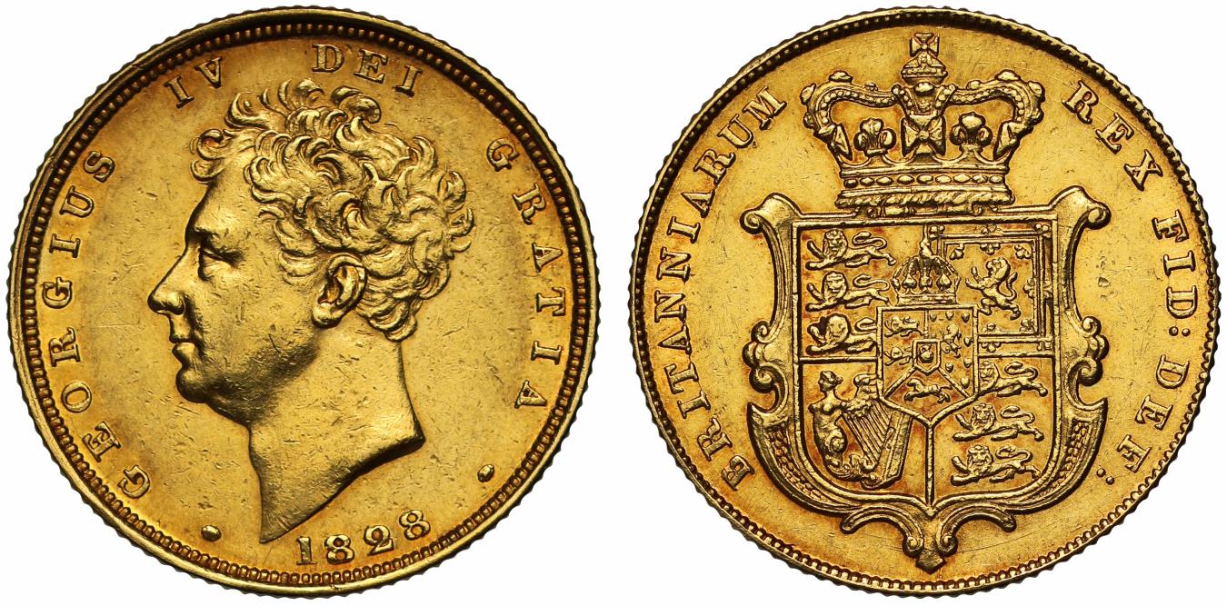 George IV 1828 Sovereign, key date for reign and second rarest of ...