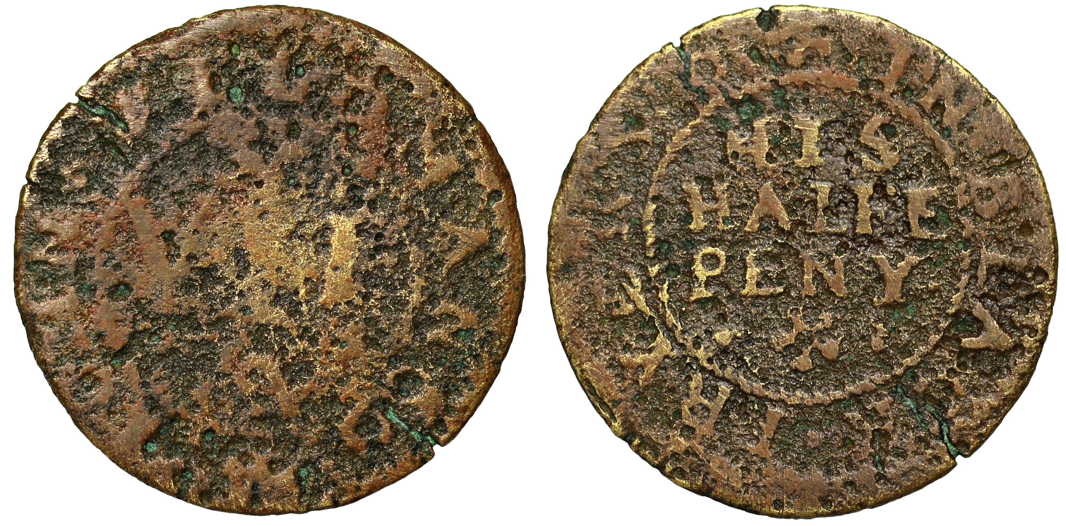 17th Century London Token, Blackfriars, John Wildman, Halfpenny, 1669