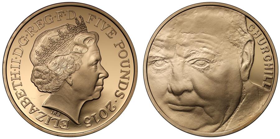 Elizabeth II 2015 proof Five-Pounds - Churchill | European Coins