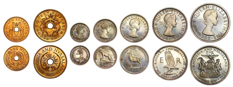 Rhodesia & Nyasaland, 1955 Silver Proof Set. | African Coins