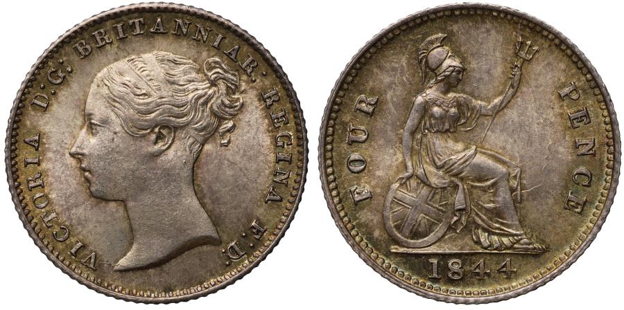Victoria 1844 Britannia Groat, young head | European Coins