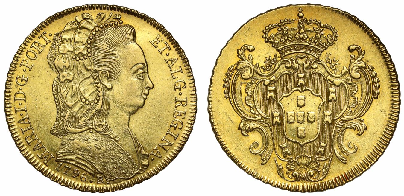 Brazil, Maria I 1796 Peca of 6,400 Reis, Rio de Janeiro | South ...