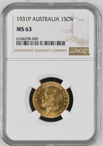 George V 1931-P Sovereign Perth Mint MS63 | European Coins