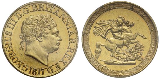 George III 1817 Sovereign, first year issued, PCGS AU58 | European Coins