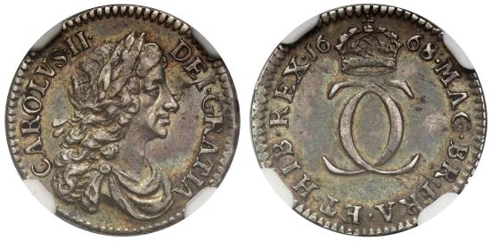 Charles II 1668 Pattern silver Twopence, NGC AU58 | European Coins