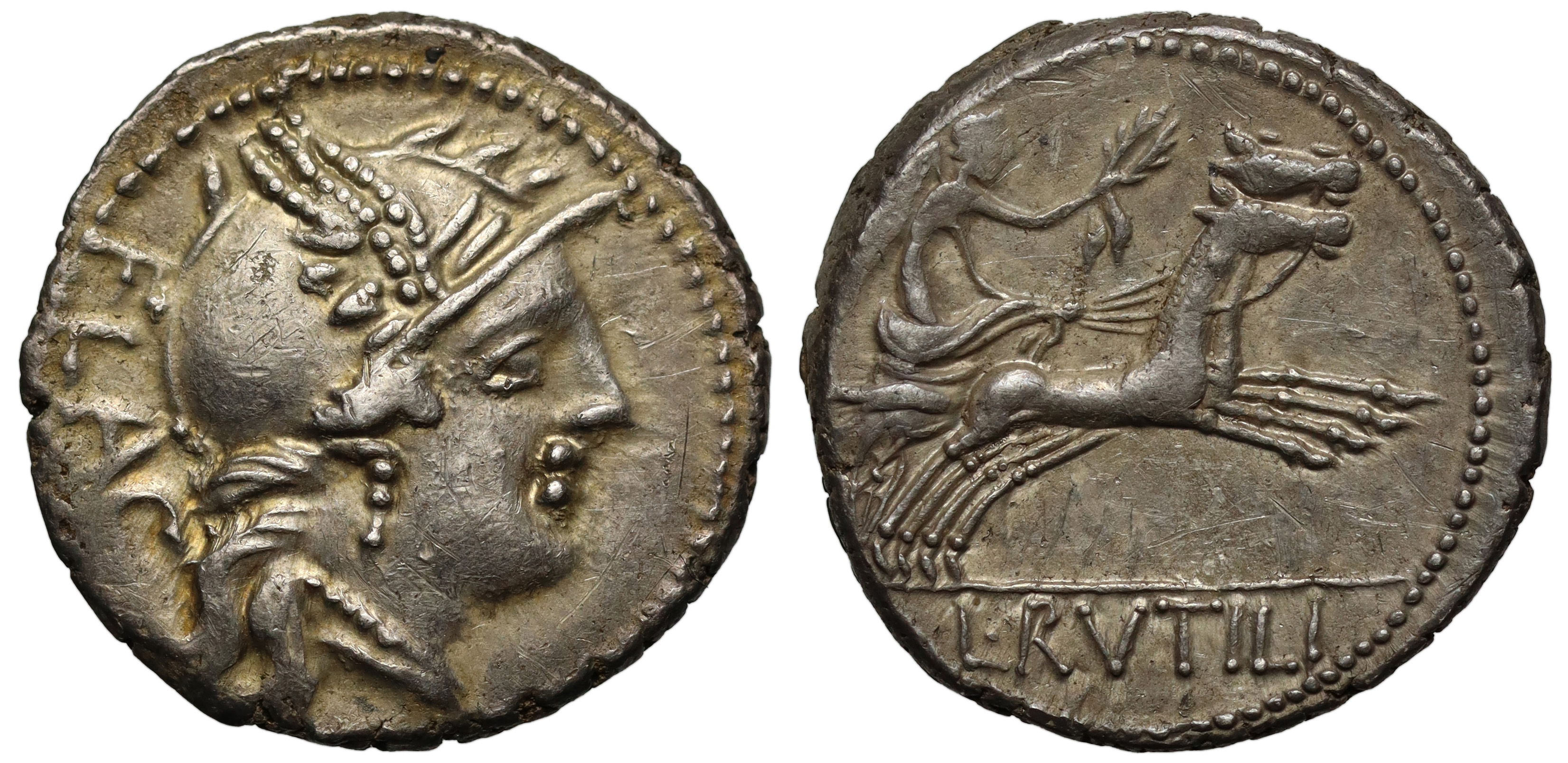 L Rutilius Flaccus, Silver Denarius. | Roman Imperial Coins