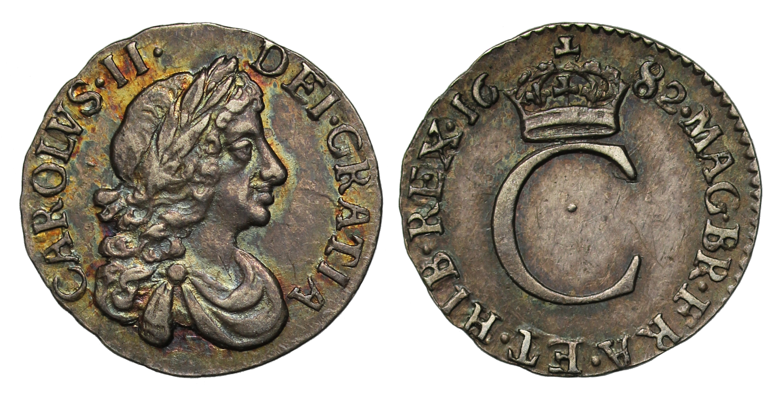 Charles II 1682 Penny, with R struck over B in FRA | European Coins