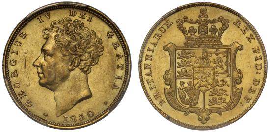 George IV 1830 Sovereign, bare head, PCGS MS62 | European Coins