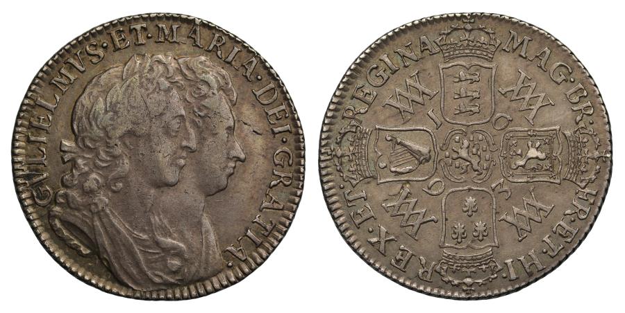 William and Mary 1693 Shilling | European Coins