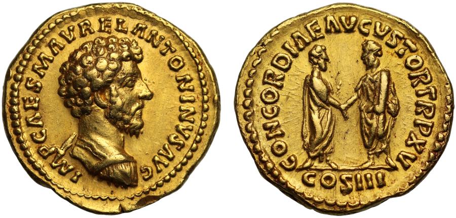 Marcus Aurelius, gold Aureus Rome, Mint of Rome | Roman Imperial Coins