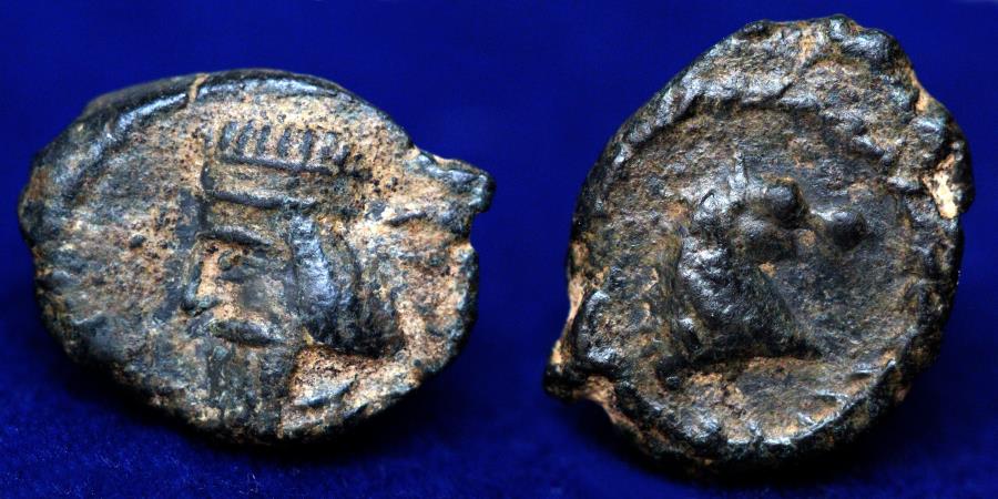 PARTHIAN KING COPPER COIN AE, PHRAATES IV, Circa 38-2BC (1.73g,14mm) EF ...