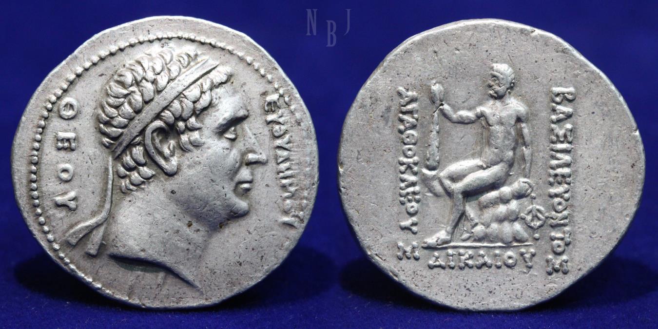 GRECO-BACTRIAN KINGDOM: Agathocles. AR Tetradrachm, Pedigree issue 16 ...