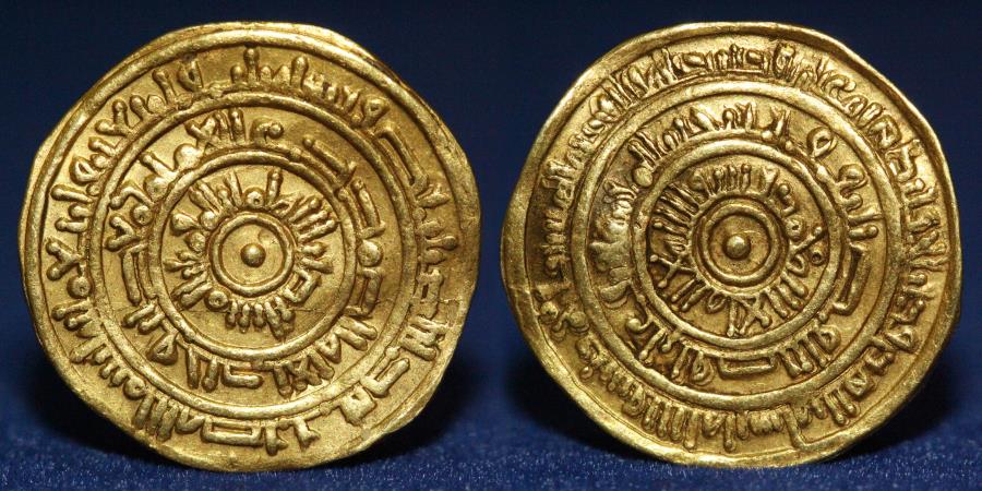 FATIMID Al-Mustansir Gold Dinar, Sur 443h, 3.76g, 22mm, (Nicol 1923 ...