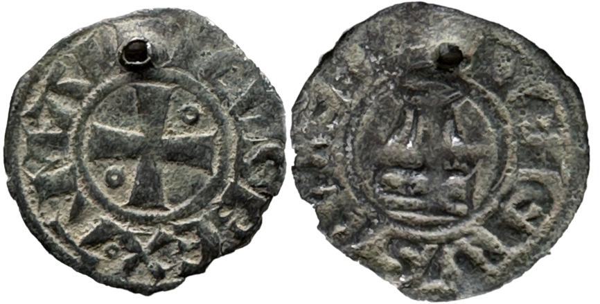 Crusaders , Baldwin III (1143-1163). BI Denier R/ Tower of David