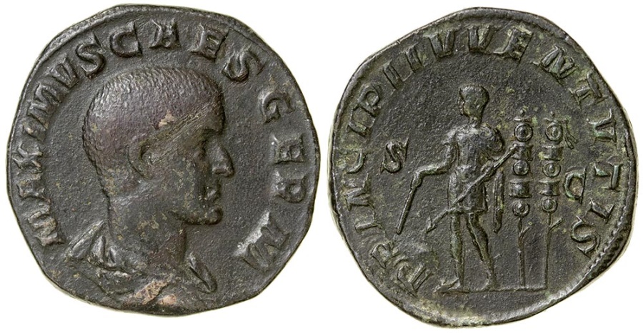 Maximus as Caesar. AD 235 to 238. AE sestertius. | Roman Imperial Coins