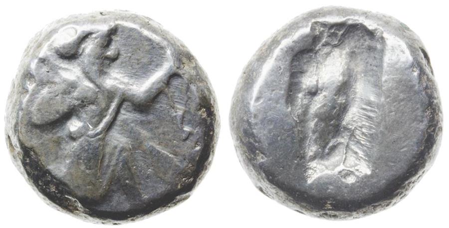 Achaemenid Empire. Royal Persian Coinage. ca. 485 to 420 BC. Silver siglos.