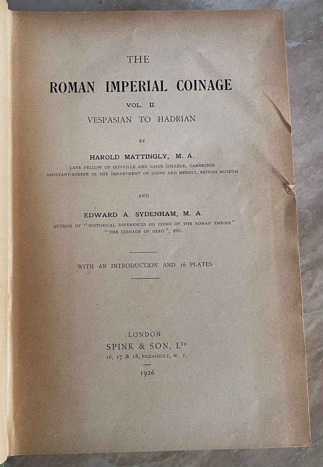 Mattingly H. Sydenham E. A. The Roman Imperial Coinage Vol. II ...