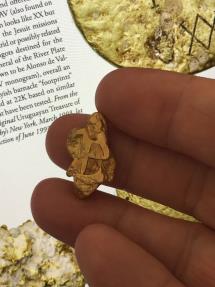 Oro Corriente Gold Nugget with Partial Cross Stamp, 9.19g