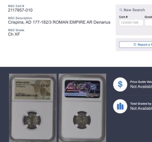 ROMAN EMPIRE: Crispina, Augusta, AD 178-182, AR Denarius (17.5mm), NGC ...