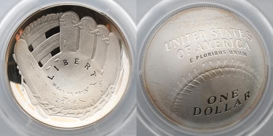 2014-P BASEBALL HALL OF FAME COMMEMORATIVE, Unique Curved Design, PCGS ...