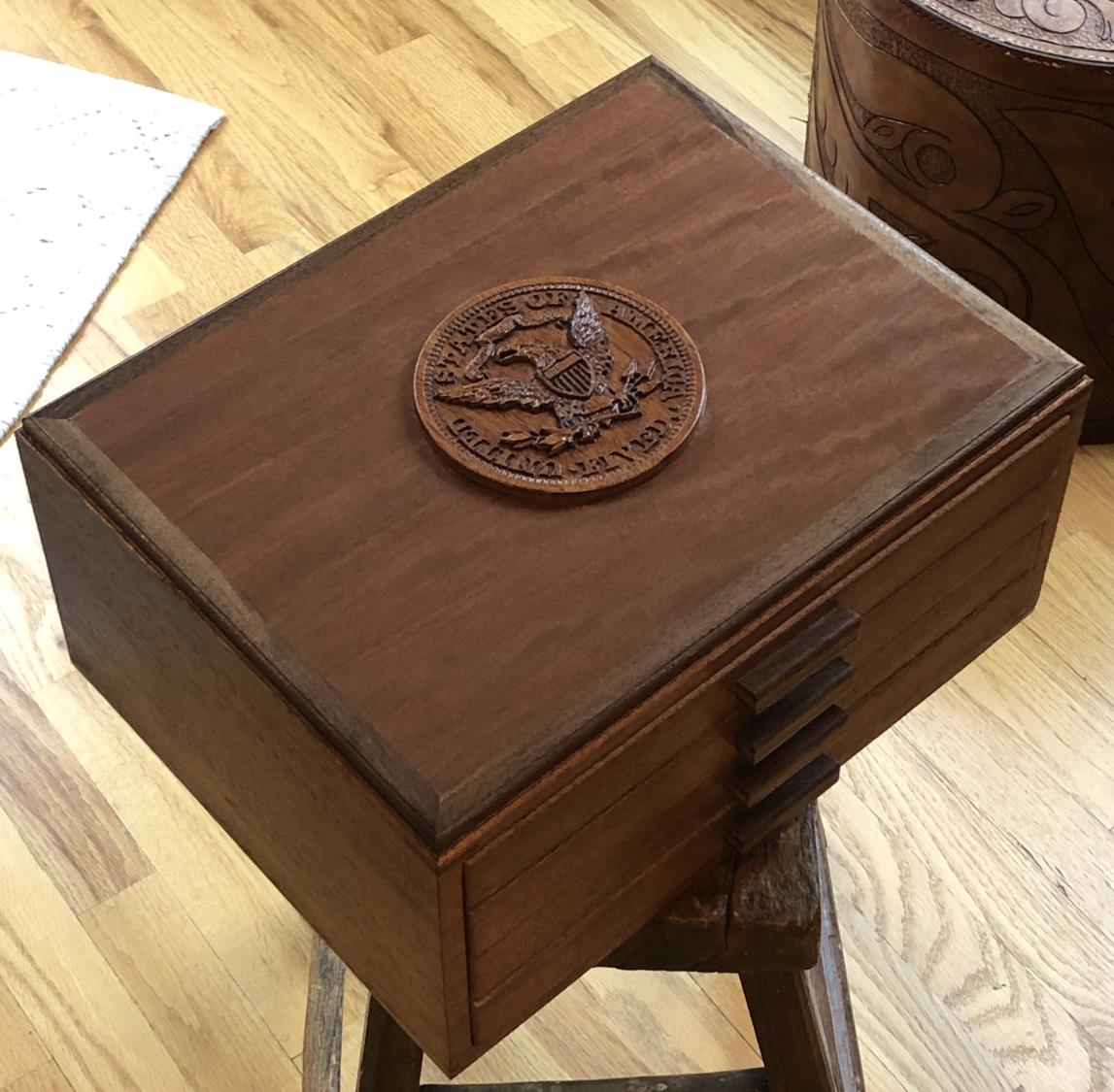 Eagle Medallion African Mahogany and Makore Cabinet for Encapsulated ...